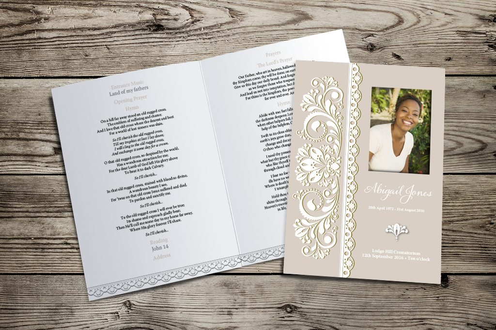 Paper Lace Funeral Order of Service