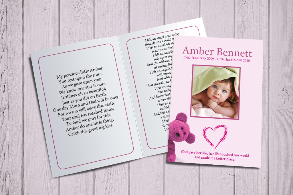 Pink Teddy Memorial Card